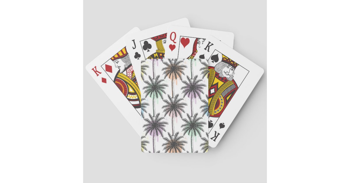 Paint Drop Palm Tree Pattern Poker Cards | Zazzle