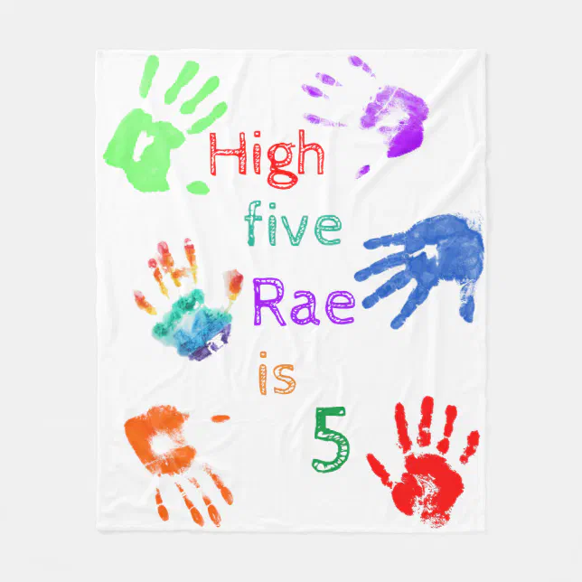 Paint Handprints Birthday with Personalized Name Fleece Blanket | Zazzle