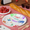 Paint Handprints Birthday with Personalized Name Paper Plates | Zazzle
