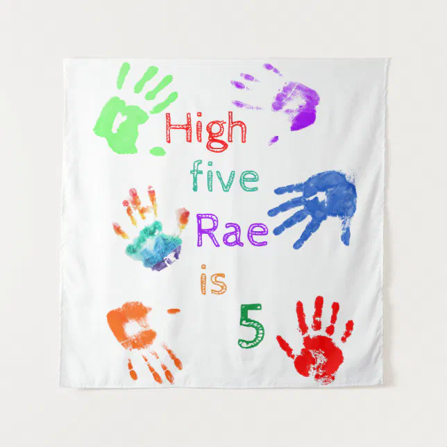 Paint Handprints Birthday with Personalized Name Tapestry | Zazzle