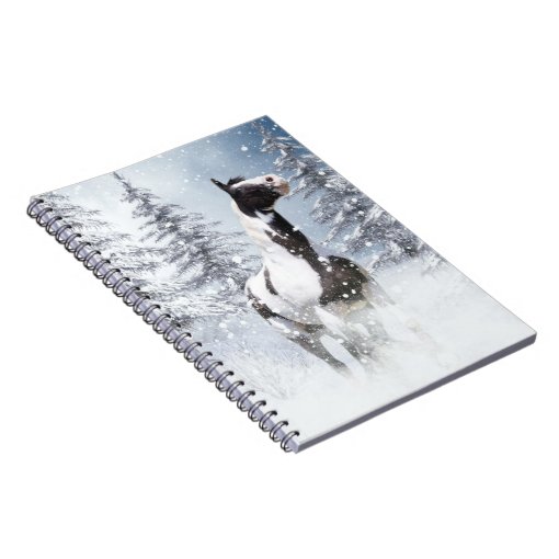 Paint horse in snow notebook | Zazzle