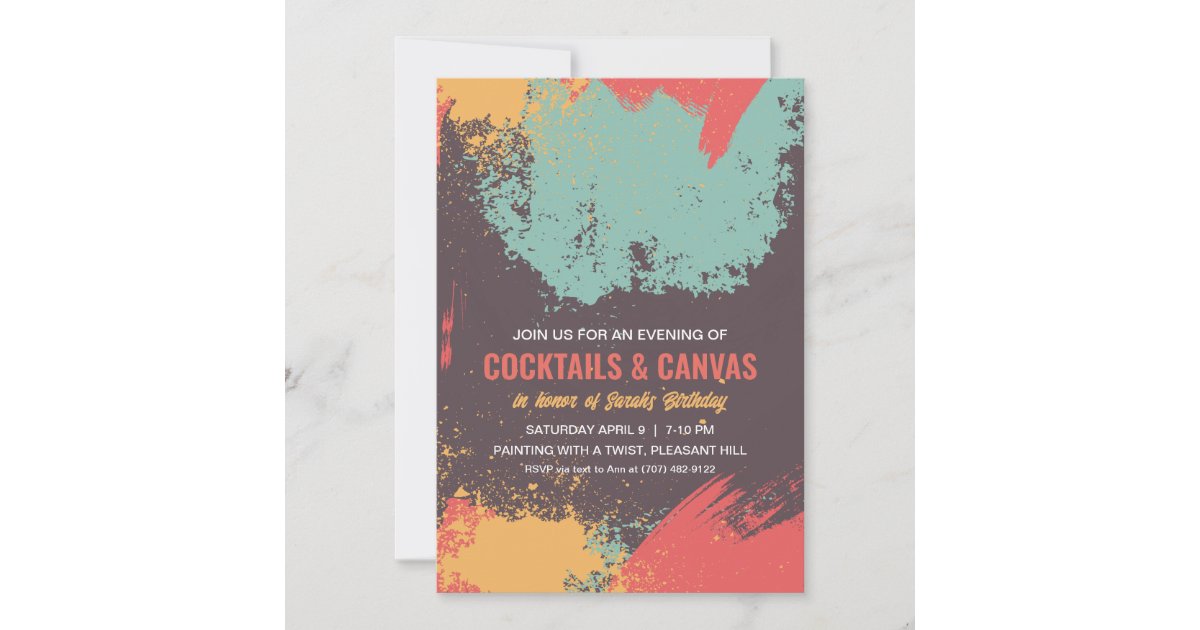 Paint Night Birthday Party Invitation | Zazzle