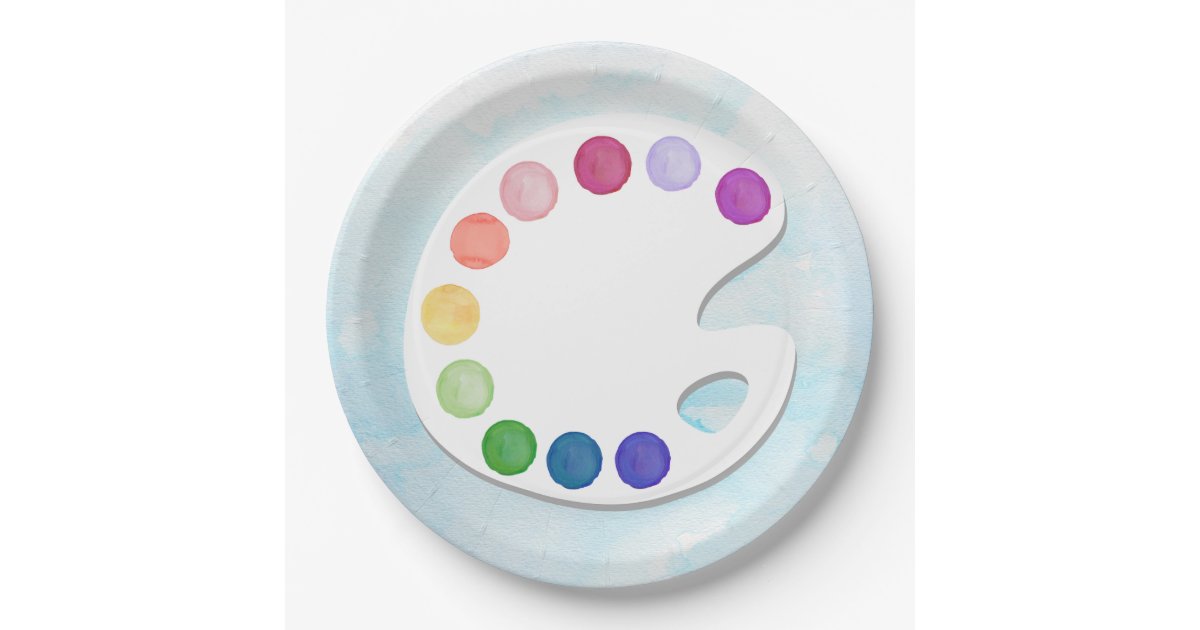 Paint Palette Art Party Plate | Zazzle