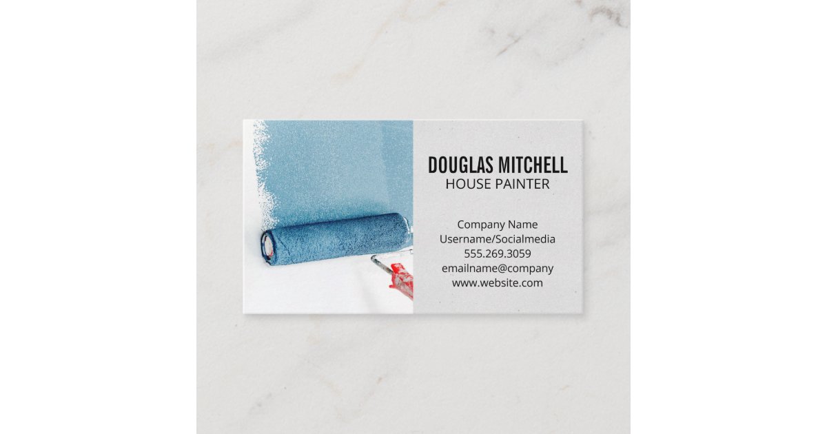 Paint Roller | Home Painter | Blue Paint Business Card | Zazzle