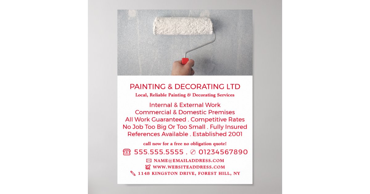 Paint Roller, Painter & Decorator Advertising Poster | Zazzle