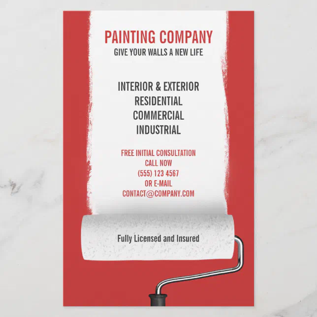 Paint Roller Painting Company Contractor flyer | Zazzle