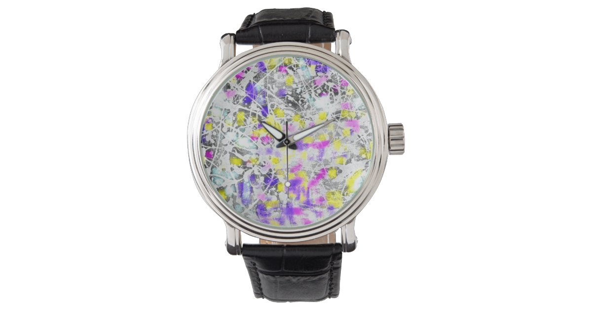 paint splatter and drip art watch | Zazzle