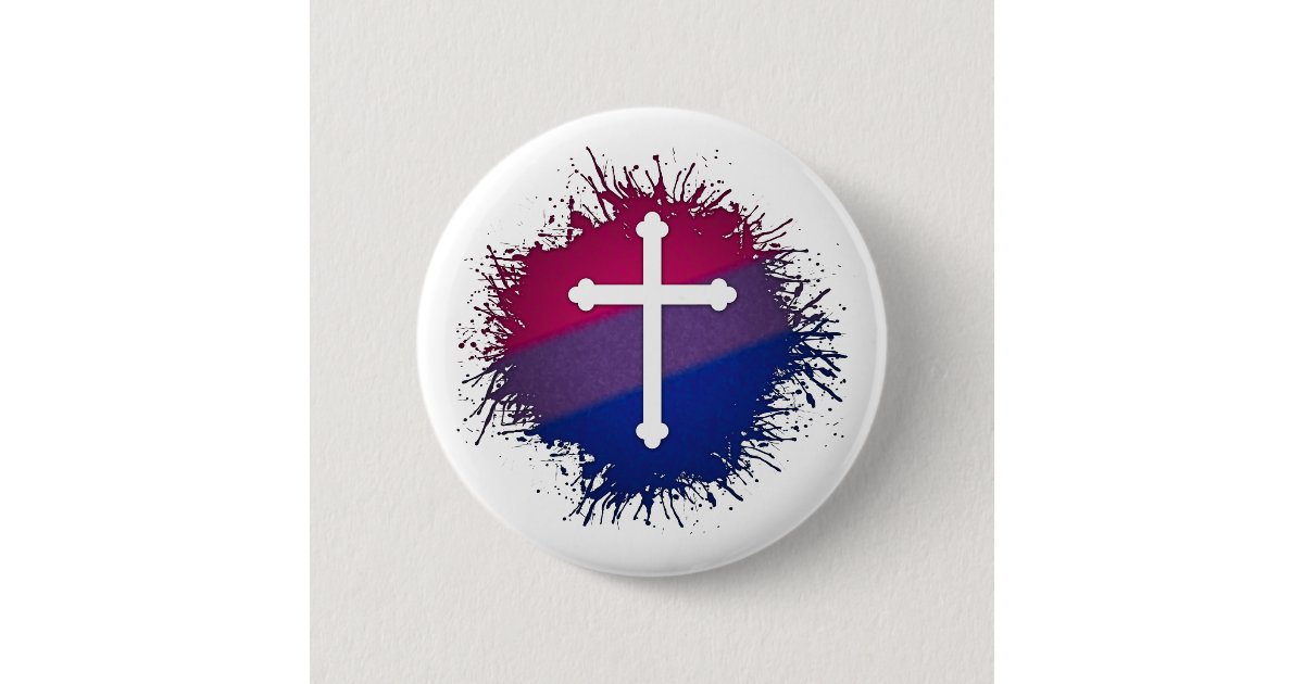 Paint Splatter Bisexual Pride Christian Cross Pinback Button | Zazzle