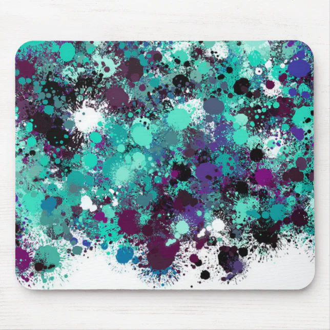 Paint Splatter color art artistic blue Abstract Ph Mouse Pad | Zazzle