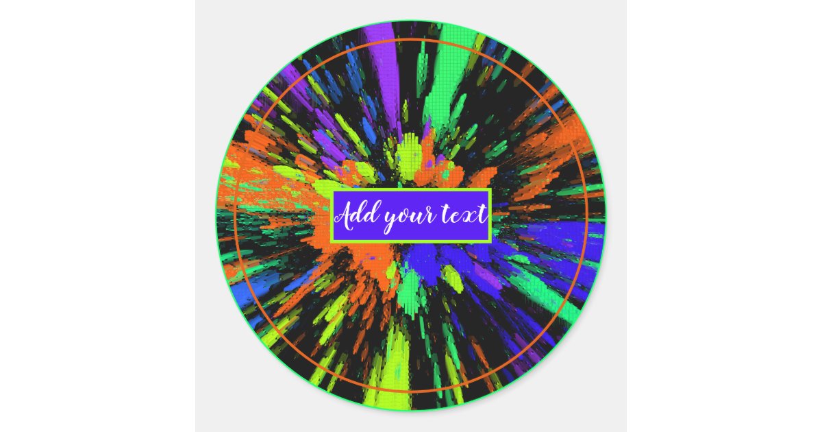 Paint Splatter Colorful Neon Personalized Classic Round Sticker | Zazzle