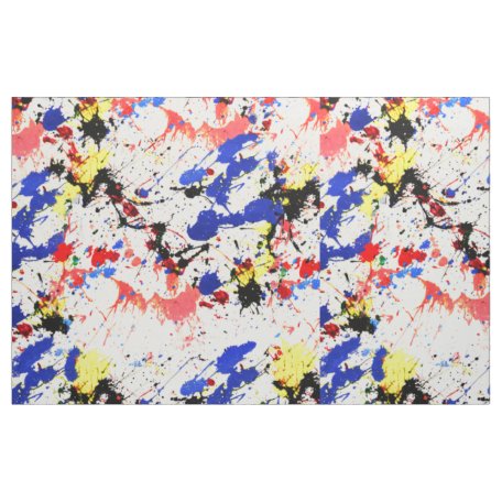 Retro Paint Splatter and Dots Fabric | Zazzle