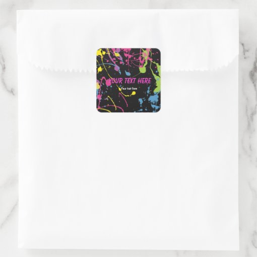 Paint Splatter glow 80's neon party sticker label | Zazzle