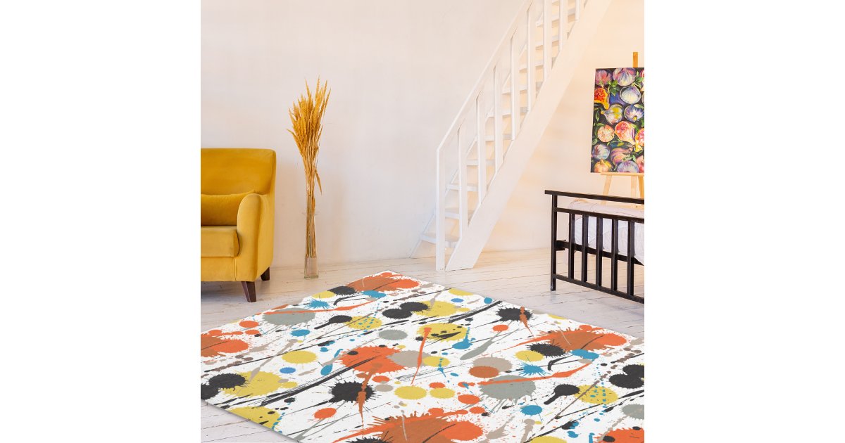 Paint Splatter Large Area Rug | Zazzle