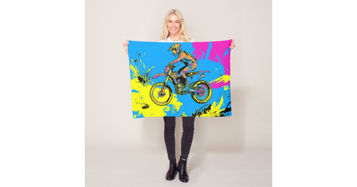 Paint Splatter - Motocross Rider Fleece Blanket | Zazzle