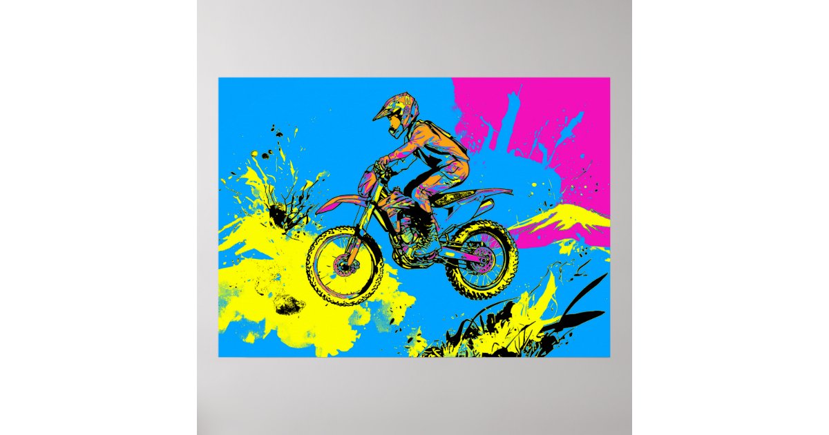 Paint Splatter - Motocross Rider Poster | Zazzle