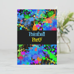 Paint Splatter, Neon, Birthday Invitation | Zazzle