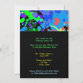 Paint Splatter, Neon, Birthday Invitation | Zazzle