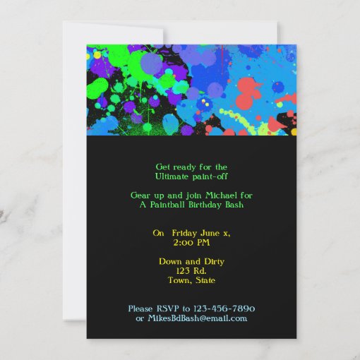 Paint Splatter, Neon, Birthday Invitation | Zazzle