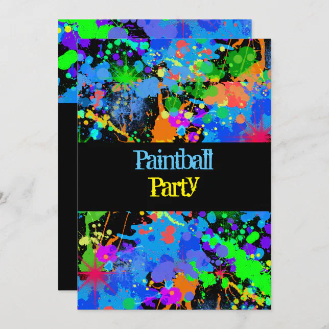 Paint Splatter, Neon, Birthday Invitation | Zazzle