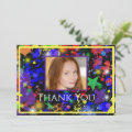 Paint Splatter Neon Photo Thank You Card | Zazzle
