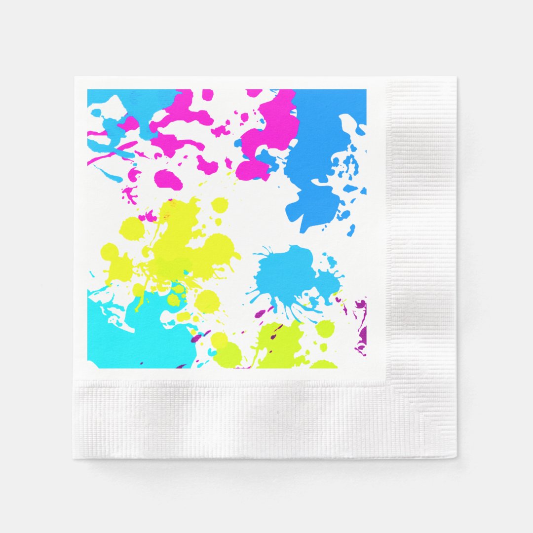 Paint Splatter, Paintball, Neon Paper Napkins | Zazzle