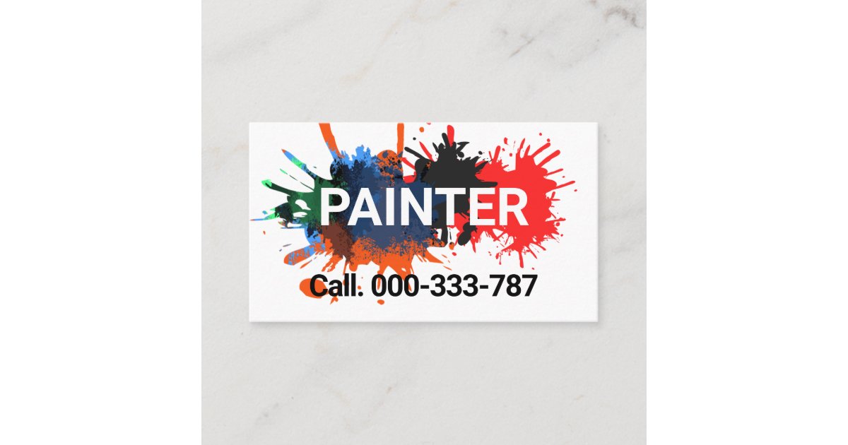 Paint Splatter Painter Painting Service Business Card | Zazzle