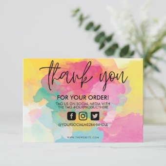 Paint Splatter Watercolor Thank you Media Insert | Zazzle