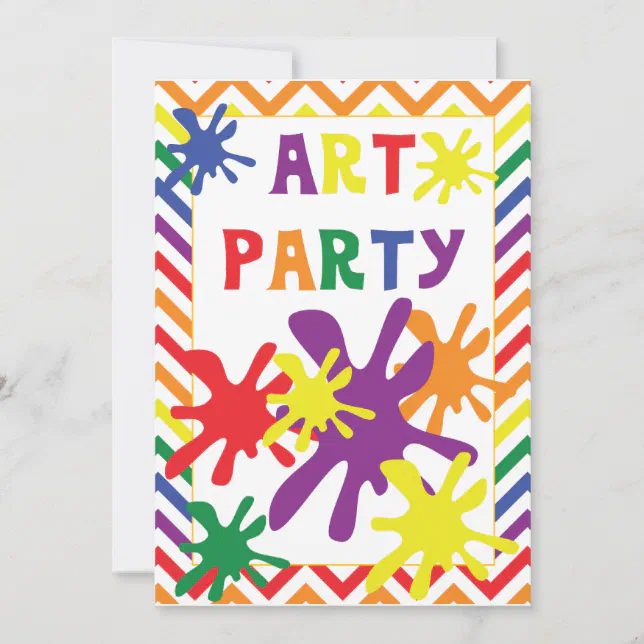 Paint Splatters Art Party 5x7 Birthday Invitation | Zazzle