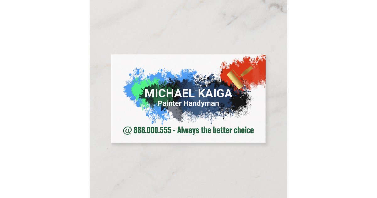 Paint Splatters Painting Service Business Card | Zazzle