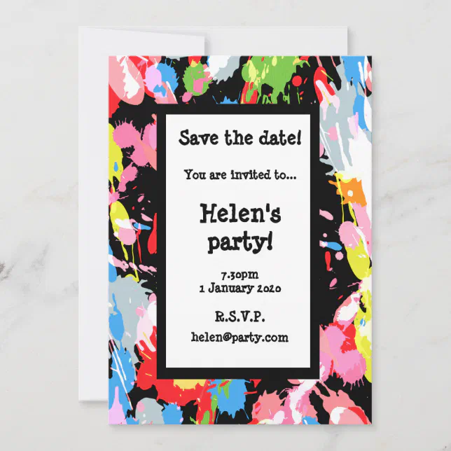 Paint Splatters Save The Date Card | Zazzle