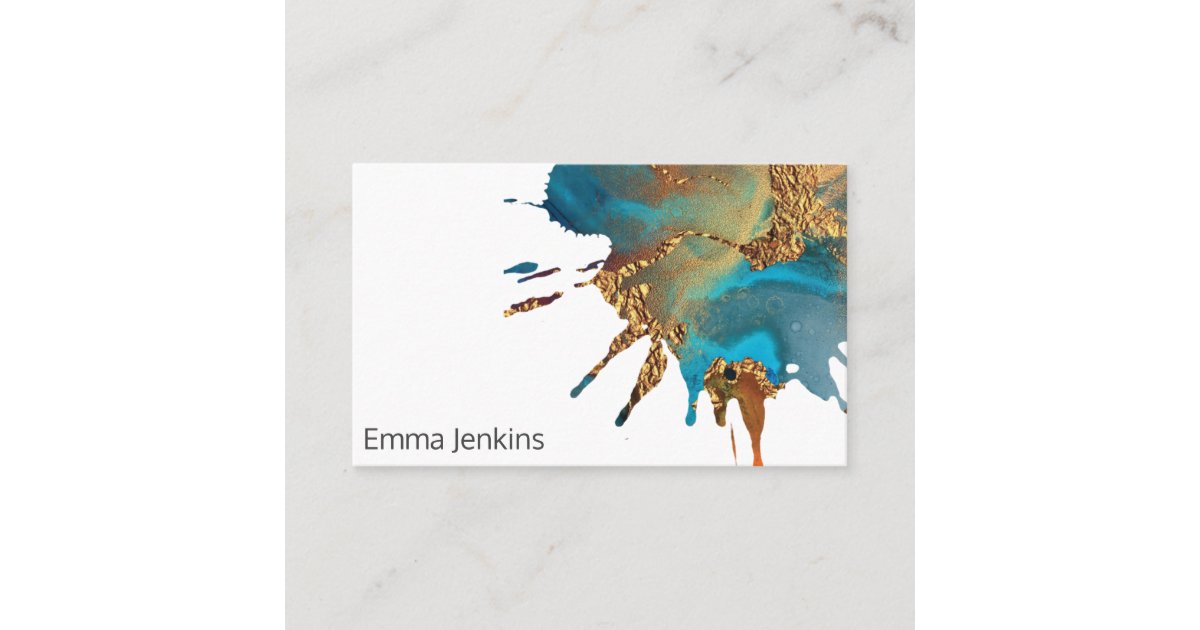 Paint Splotch With Gold Artist Business Card | Zazzle