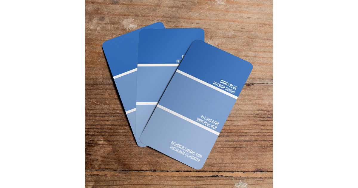 Paint Swatch | Blue Paint Chips Painter Decorator Business Card | Zazzle