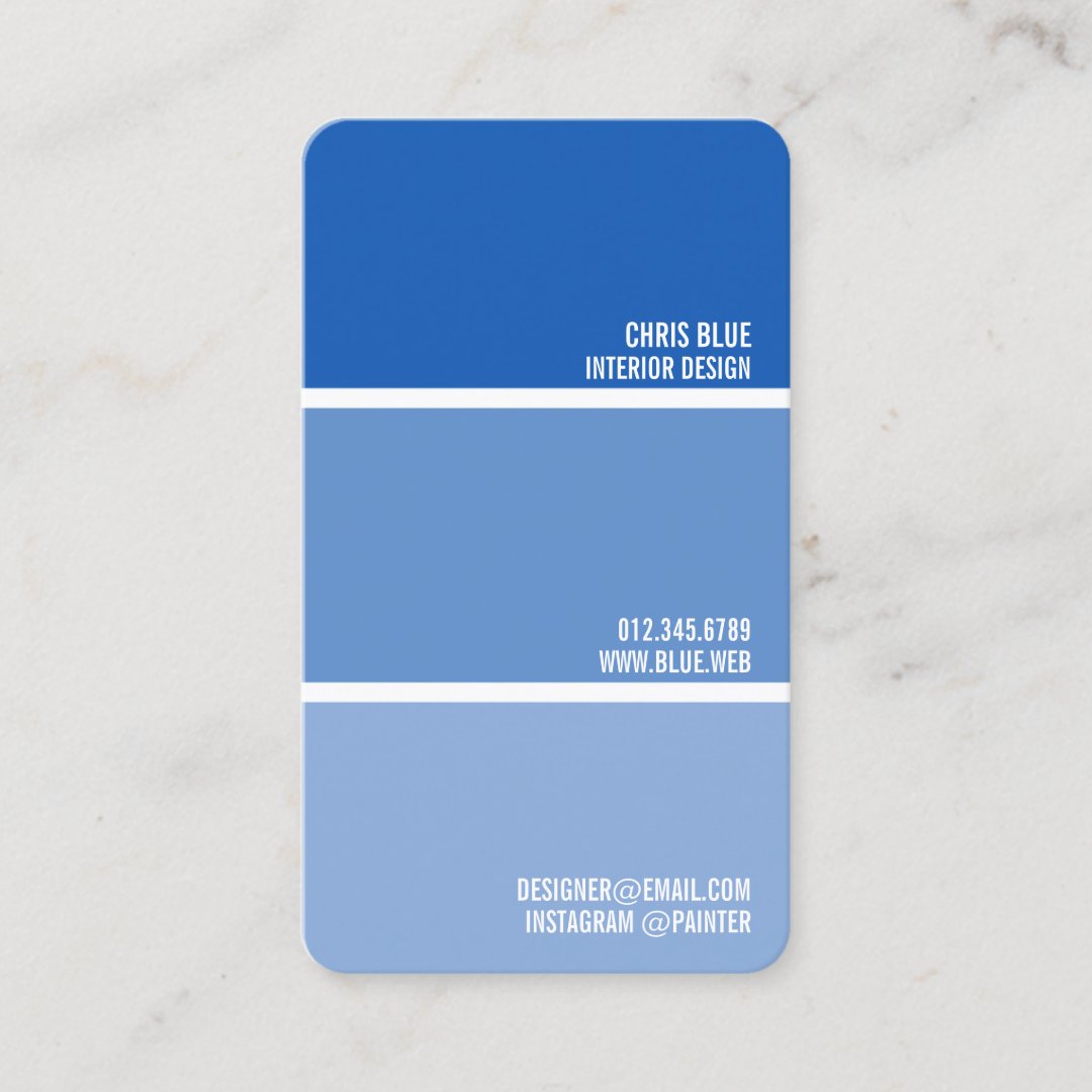 Paint Swatch | Blue Paint Chips Painter Decorator Business Card | Zazzle