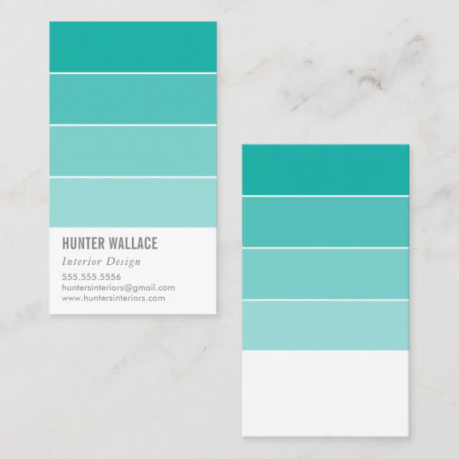 PAINT SWATCH CHIP modern decor ombre jade green Business Card | Zazzle