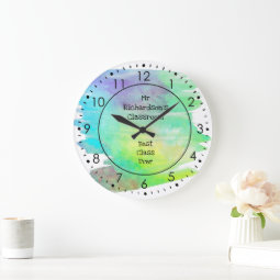 Paint Yellow Green Classroom Teacher Large Clock | Zazzle