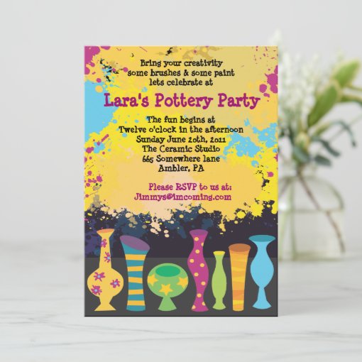 PAINT YOUR OWN POTTERY Birthday Party Invitation | Zazzle