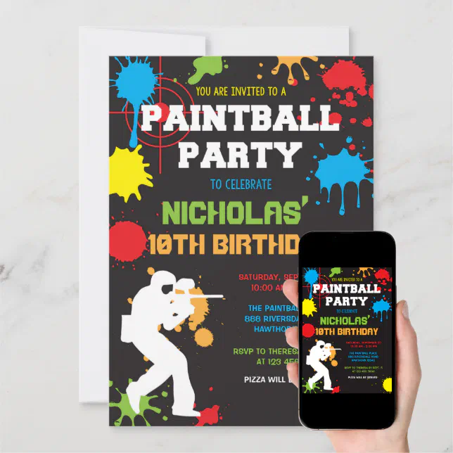 Paintball Birthday Invitation / Paintball Birthday | Zazzle
