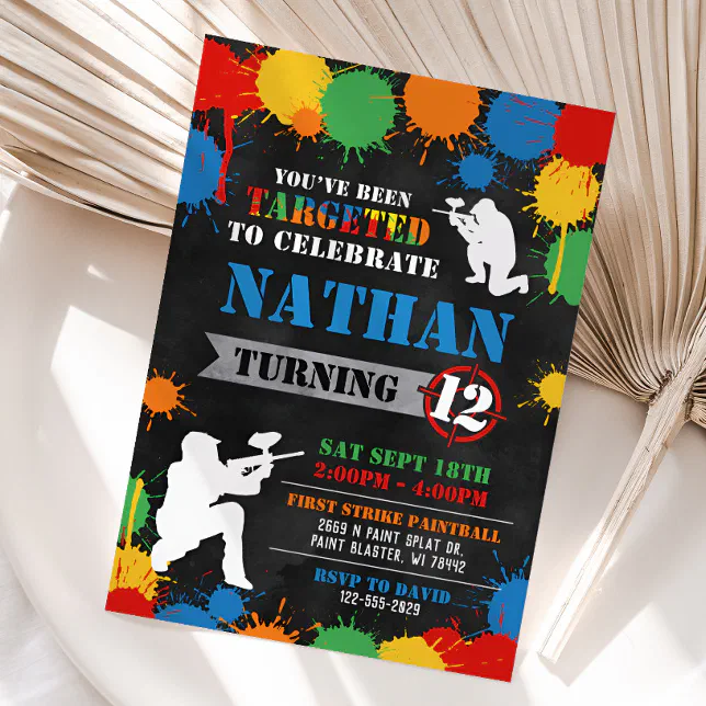 Paintball Birthday Invitation, Paintball Invite | Zazzle