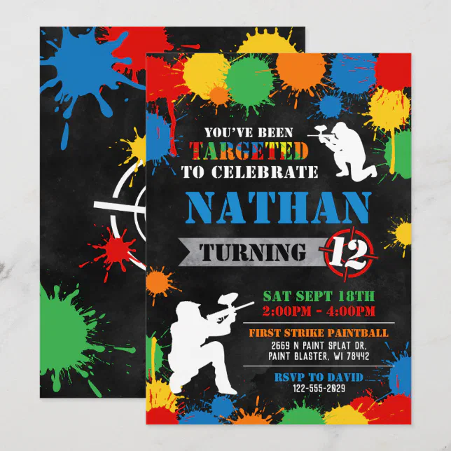 Paintball Birthday Invitation, Paintball Invite | Zazzle