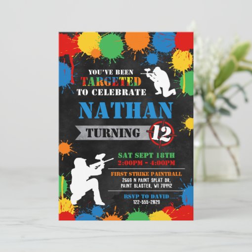 Paintball Birthday Invitation, Paintball Invite | Zazzle