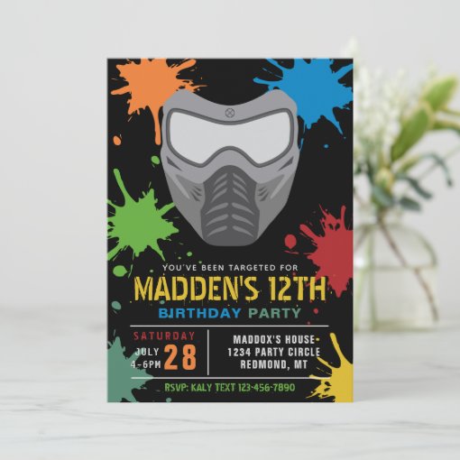Paintball Birthday Invitation | Paintball Party | Zazzle