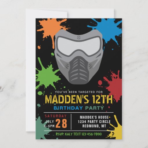 Paintball Birthday Invitation | Paintball Party | Zazzle