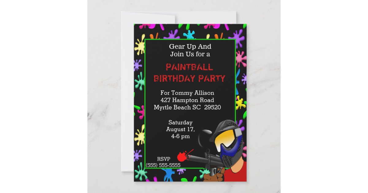 Paintball Birthday Party Invitation | Zazzle