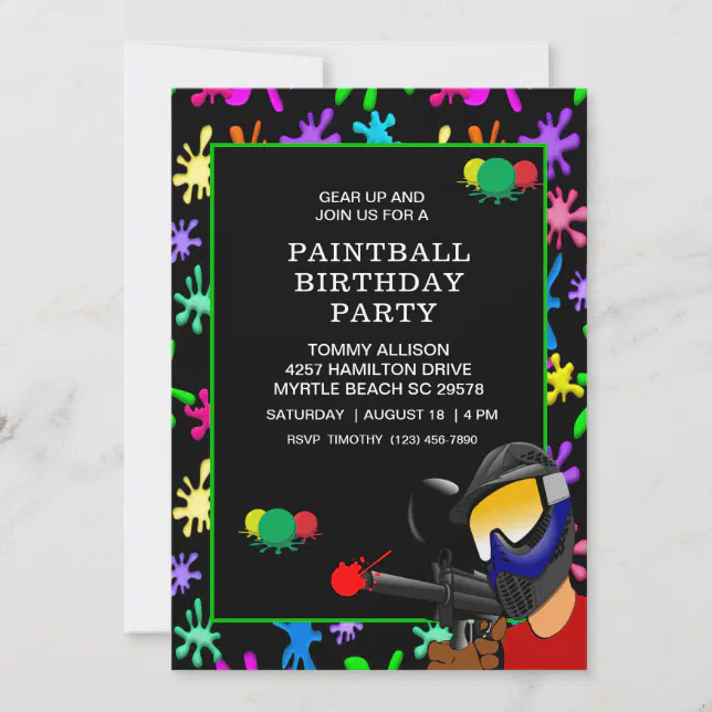 Paintball Birthday Party Invitation | Zazzle