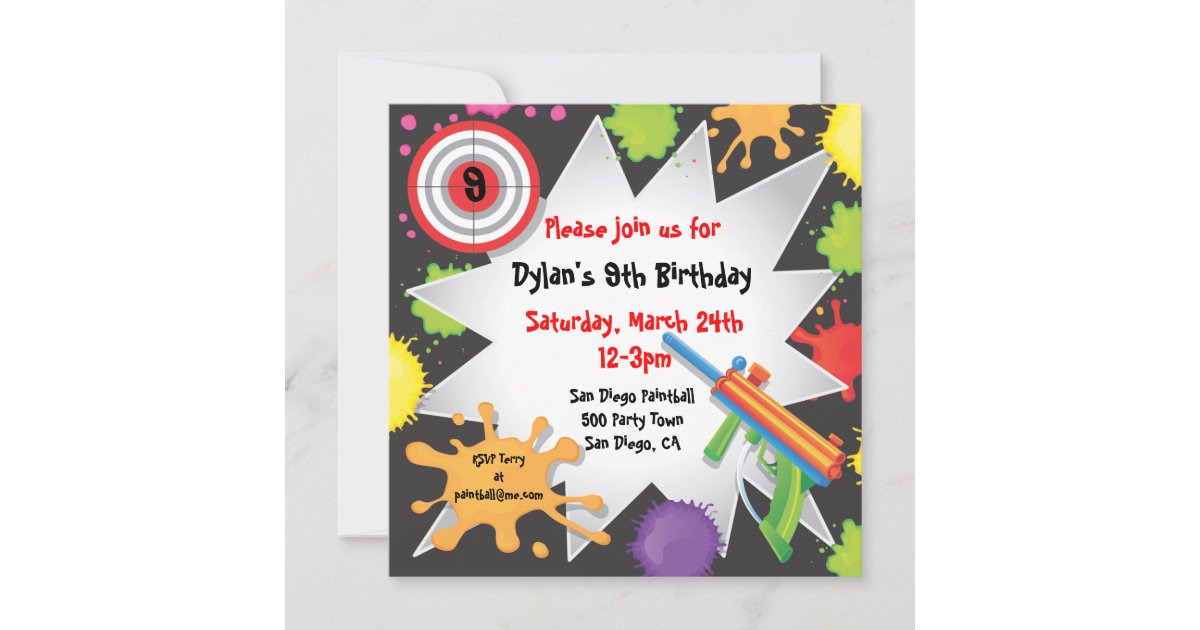 Paintball Birthday Party Invitation | Zazzle.com