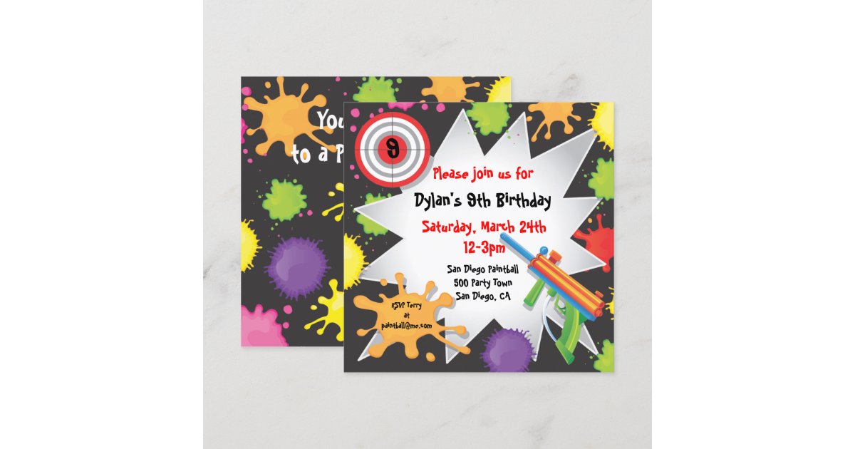 Paintball Birthday Party Invitation | Zazzle