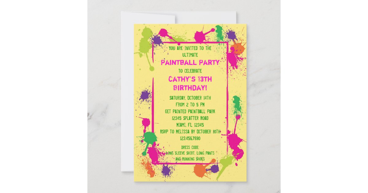 Paintball Birthday Party Invitation | Zazzle