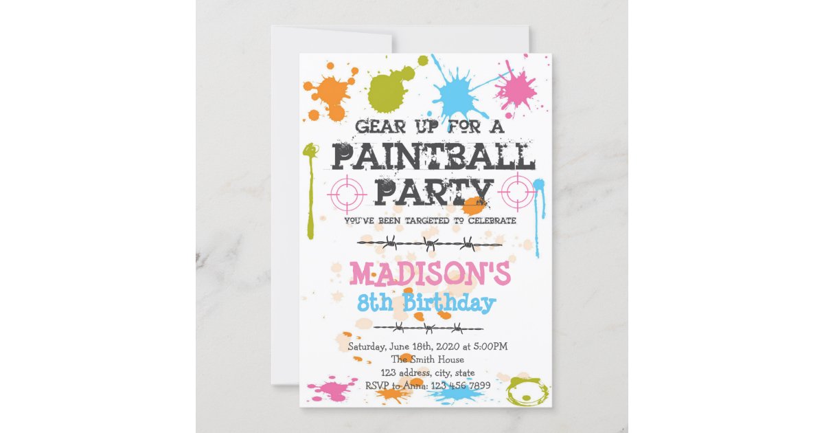 Paintball birthday party Invitation | Zazzle