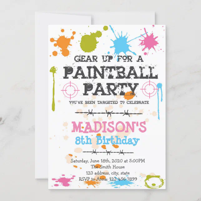Paintball birthday party Invitation | Zazzle