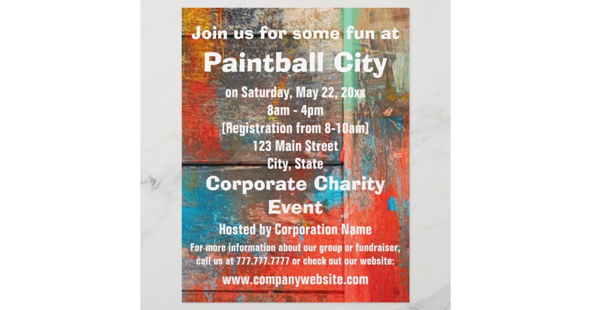 Paintball Corporate Event or Fundraiser Flyer | Zazzle